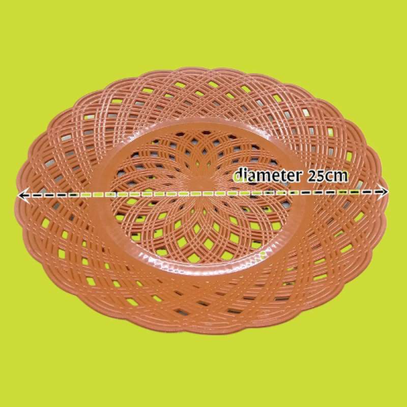 Promo Piring Anyaman Rotan Plastik Isi 12 Pcs - Cokelat Piring ...