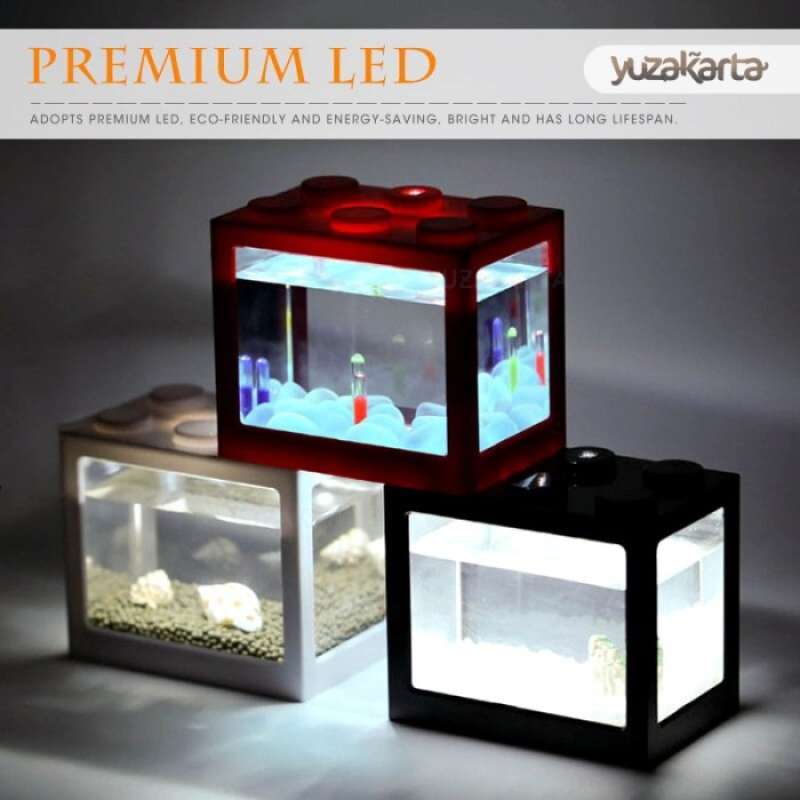 Promo Aquarium Mini Mungkil Kecil Bentuk Lego Block Lampu Led Ikan ...