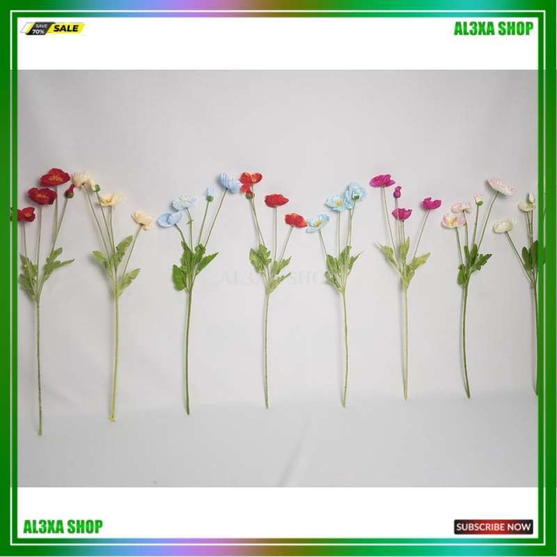 Promo Poppy Artificial Flower Bunga Palsu Dekorasi Artifisial Hiasan ...