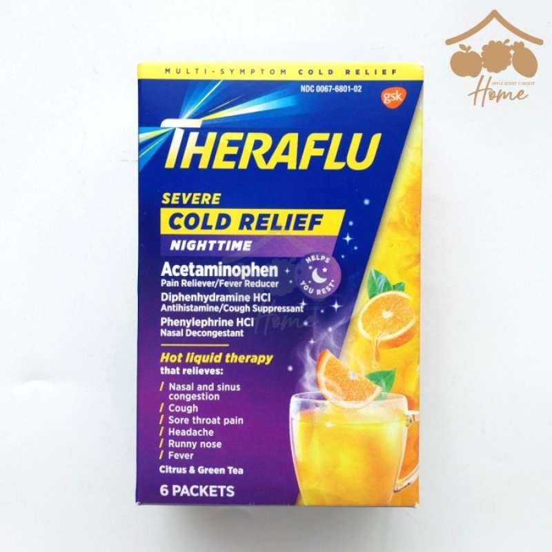 Promo Theraflu Nighttime Severe Cold & Cough Relief Honey Lemon Tea 6 ...