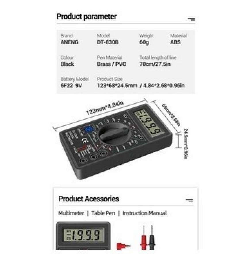 Promo Multimeter DT830B Avo Meter Multitester Avometer Digital DT-830B ...