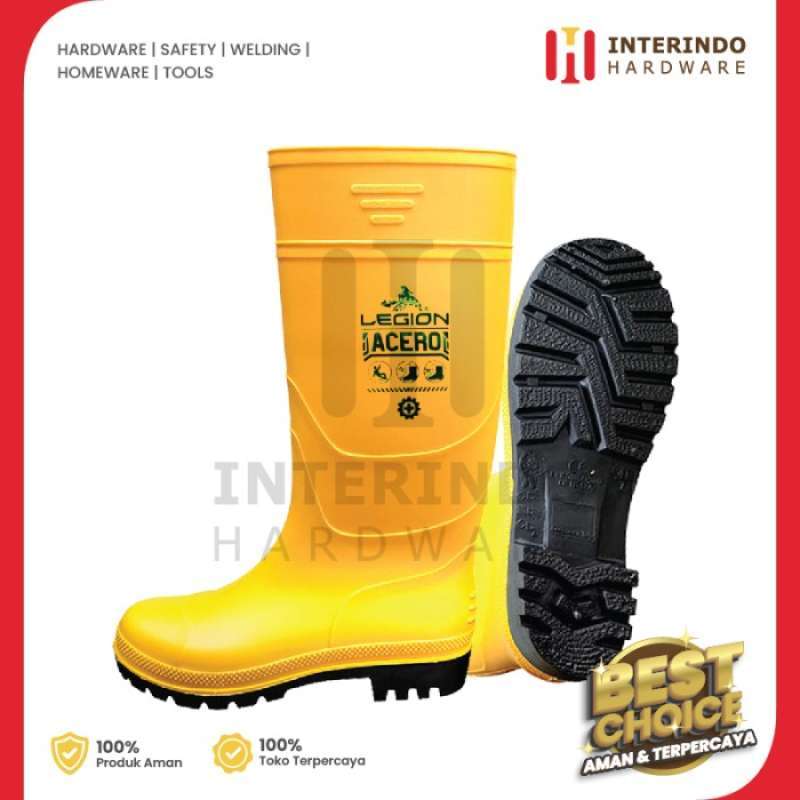 Promo Sepatu Boots Karet PVC Panjang Tanpa Ujung Besi Legion Acero ...