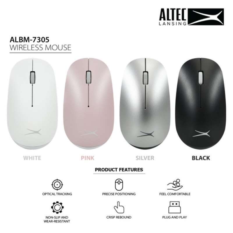 Promo Altec Lansing Slim Mouse Wireless Albm7305 White Diskon 23% Di ...
