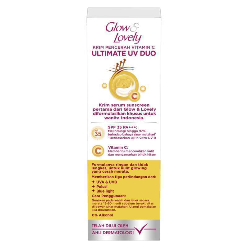 Jual Glow & Lovely Ultimate Uv Duo Krim Vit C & Niacinamide Sunscreen Spf 35 Pa+++ [20 G] Di ...