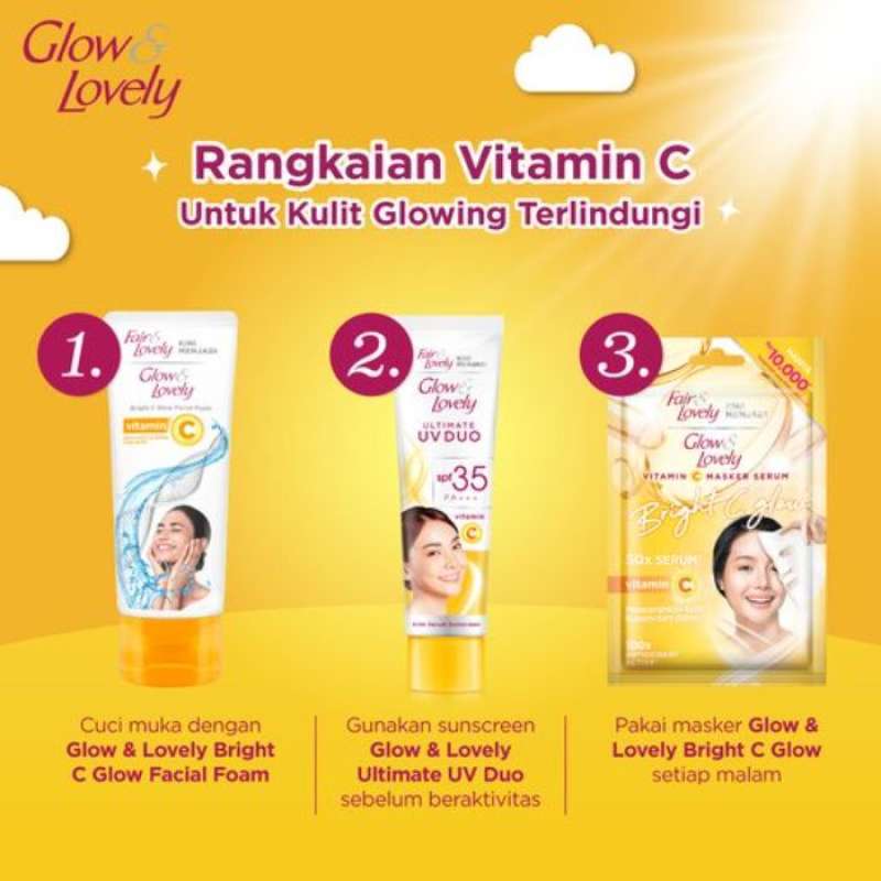 Jual Glow & Lovely Ultimate Uv Duo Krim Vit C & Niacinamide Sunscreen Spf 35 Pa+++ [20 G] Di ...