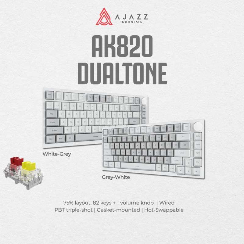 Jual Ajazz Ak820 Dual Tone 75% Wired Hotswappable Keyboard - Grey White Di Seller Ajazz ...