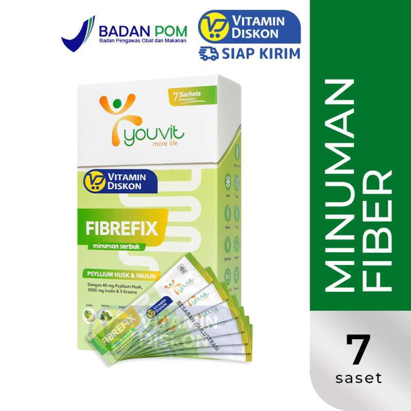 Jual YOUVIT FIBREFIX MINUMAN SERBUK PSYLLIUM HUSK & INULIN - ISI 7 ...