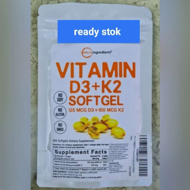 Promo Micro Ingredients Vitamin K2 D3 5000 Iu 300 Softgels Diskon 33% Di Seller Zafran Storee ...
