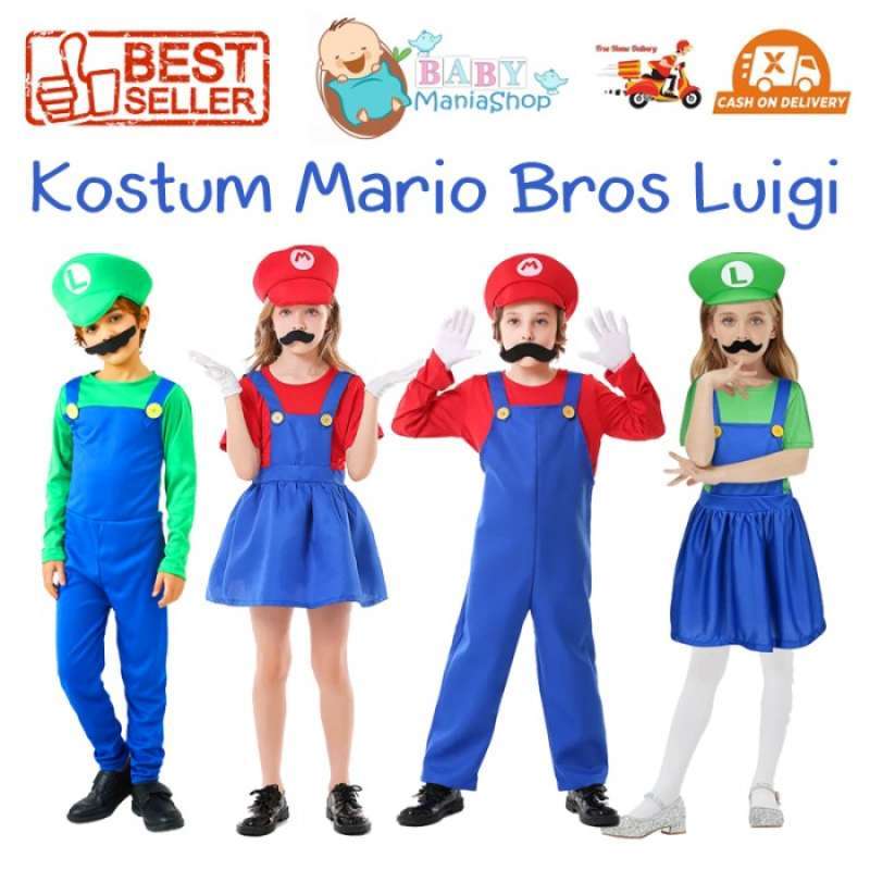Jual Mario Bros Kostum Super Mario Luigi Cosplay Anak Babymaniashop di ...