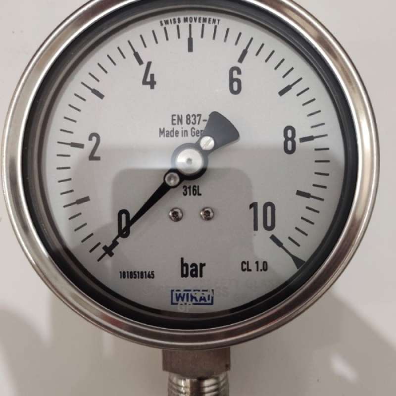 Promo Wika Pressure Gauge Ss Wika 4 inch 0-10 bar 1/2 inch npt Diskon 23% di Seller Gamora store ...