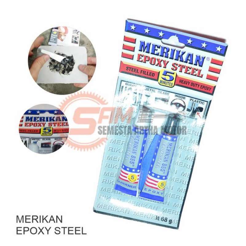 Jual Plastik Steel Merikan 68 gram Lem Besi Epoxy 5 Menit Harderner ...
