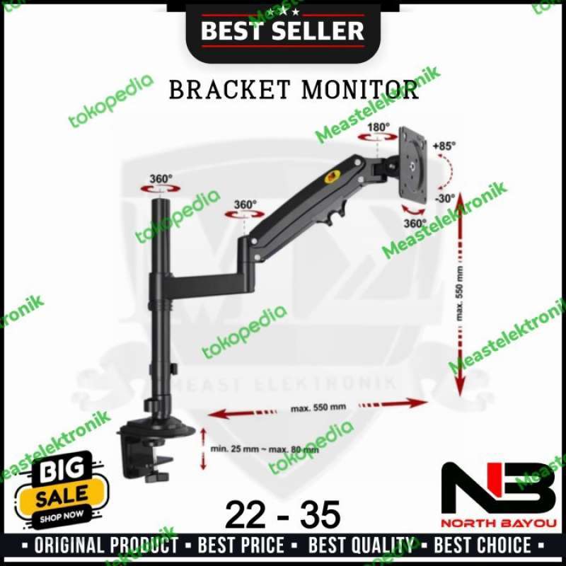 Promo BRACKET MONITOR 22 - 35 INCH NB H100 GAS STRUT FLEXI MOUNT ...
