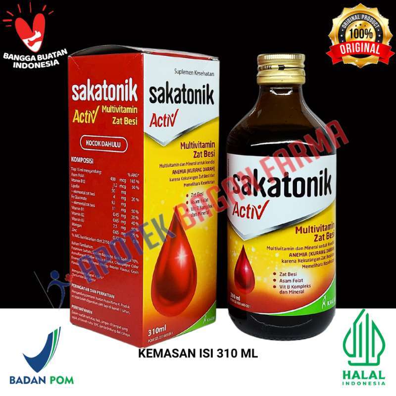 Jual SAKATONIK ACTIVE Syrup 310ml - Multivitamin Zat Besi Anemia di ...