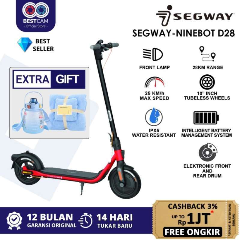 Promo Segway Ninebot KickScooter D28 / Skuter Listrik Lipat Diskon 23% ...