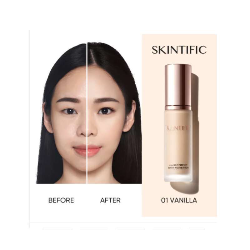 Jual SKINTIFIC All Day Perfect Serum Foundation Full Coverage 25ml 24 ...