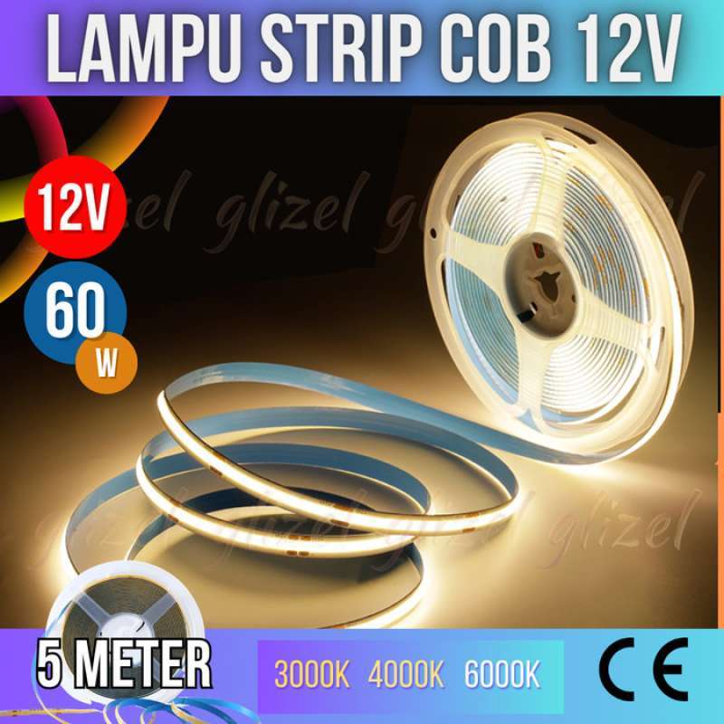 Promo LAMPU STRIP LED COB 12V 60W 5 METER SELANG PITA HIAS 5A 110V ...