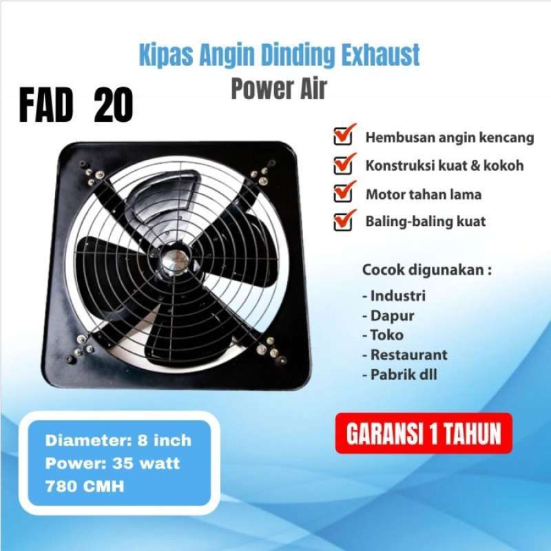 Promo Kipas Angin Dinding Exhaust Fad 20 Extra Heavy Duty Power Air 8 ...