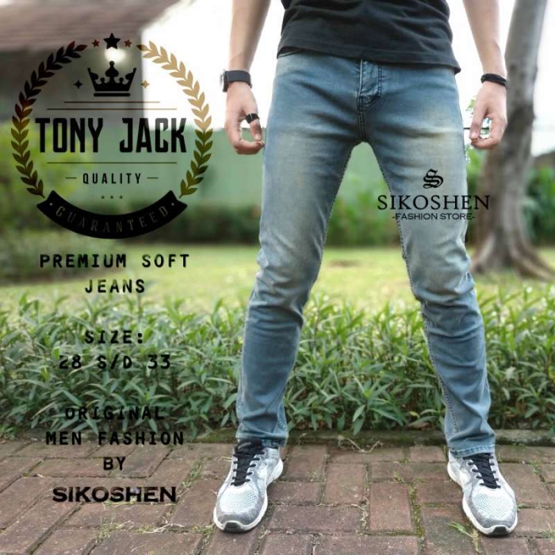 Promo Celana Jeans Pria Original TONY JACK | Soft Jeans Panjang Biru ...