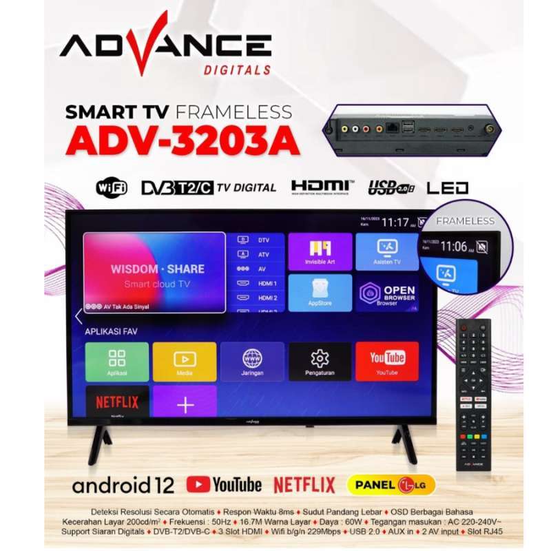 Promo Advance Android Smart Tv 32 Inch Adv-3203a Tv Led Digital ...