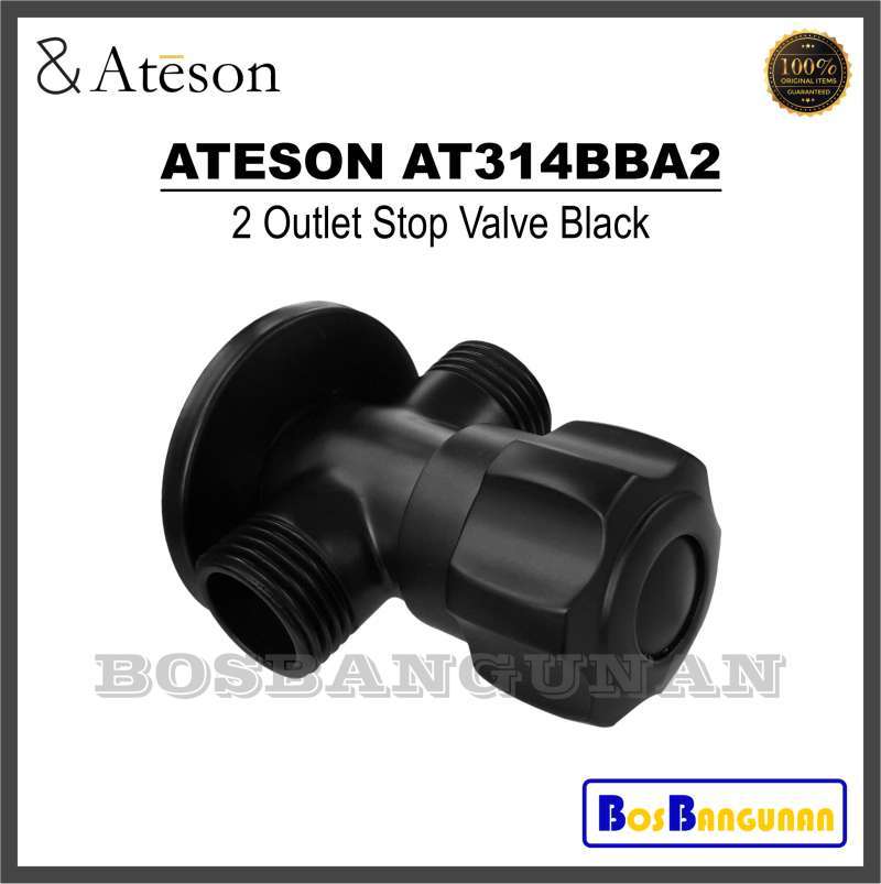Jual Stop Keran 2 Outlet Bulat Kamar Mandi Hitam ATESON AT314BBA2 / 2 ...