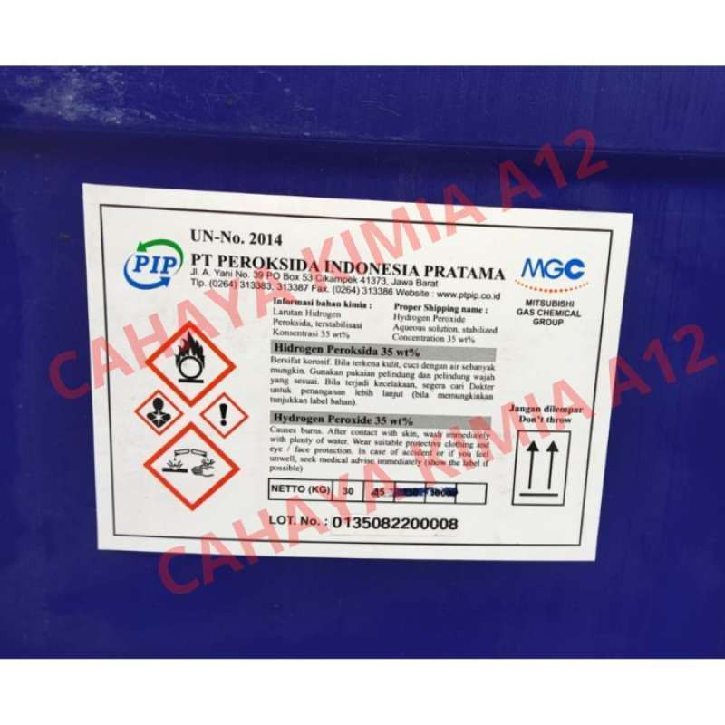 Promo H2O2 PIP FOOD GRADE 35% Hydrogen Peroxide 1 Jerigen 30 kg INSTANT ...