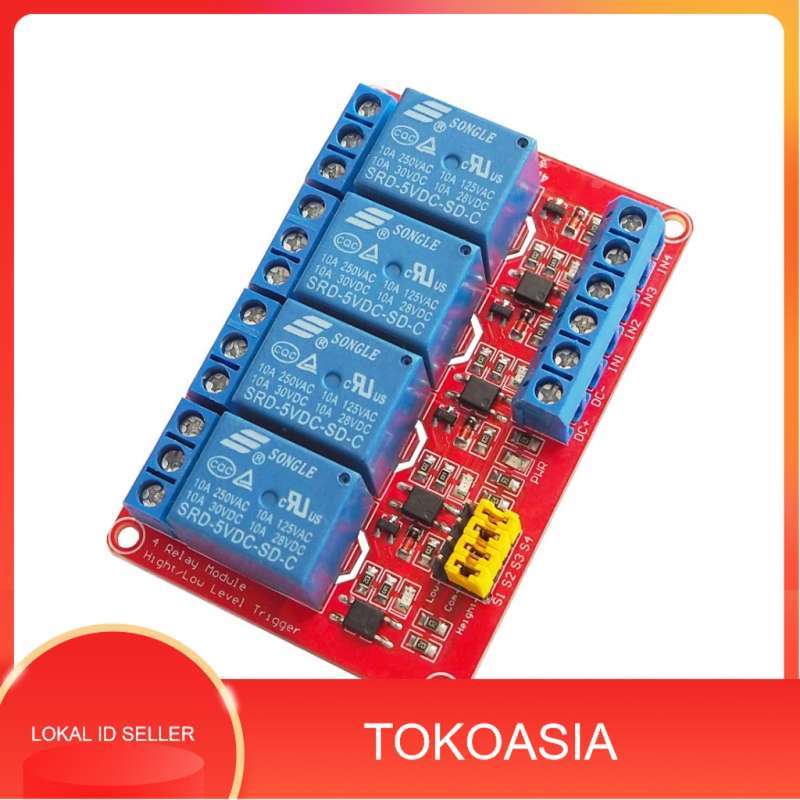 Jual 4 Channel Relay with Optocoupler Module Board Shield High Low ...