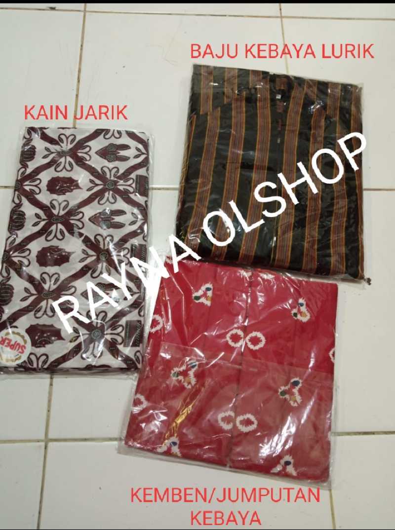 Promo Setelan Baju Lurik Wanita | Kebaya Lurik + Kemben/jumputan/angkin + Kain Jarik Batik ...