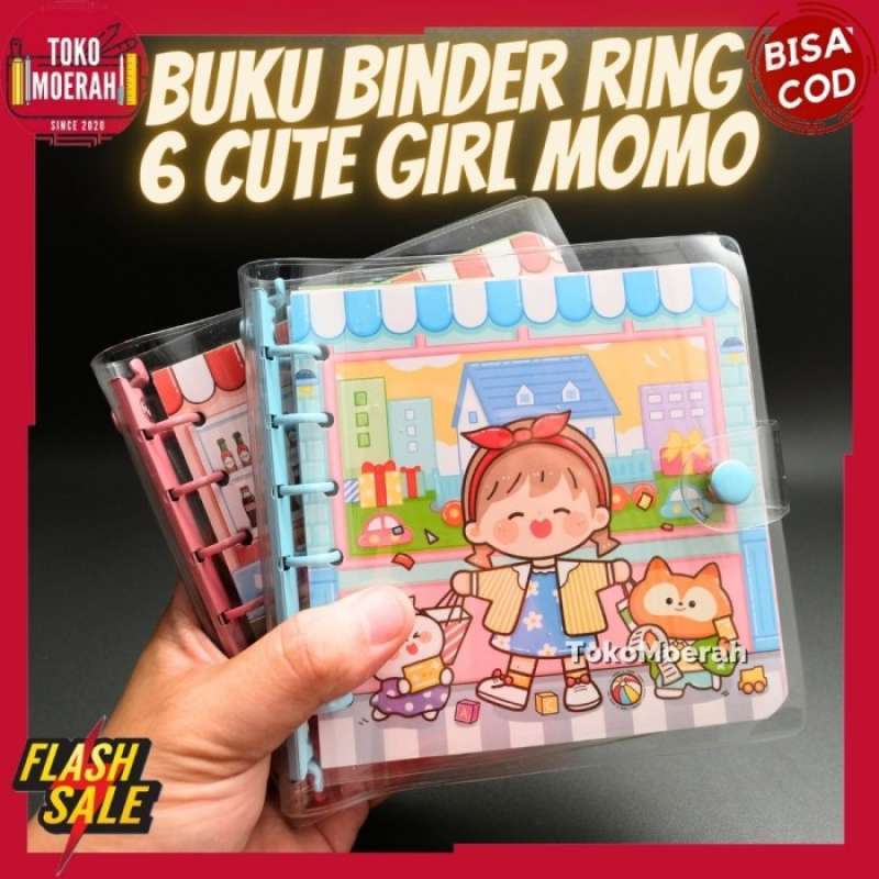 Jual BUKU BINDER SENMU MOMO NOTEBOOK BINDER 6 LUBANG CUTE GIRL LUCU COD ...