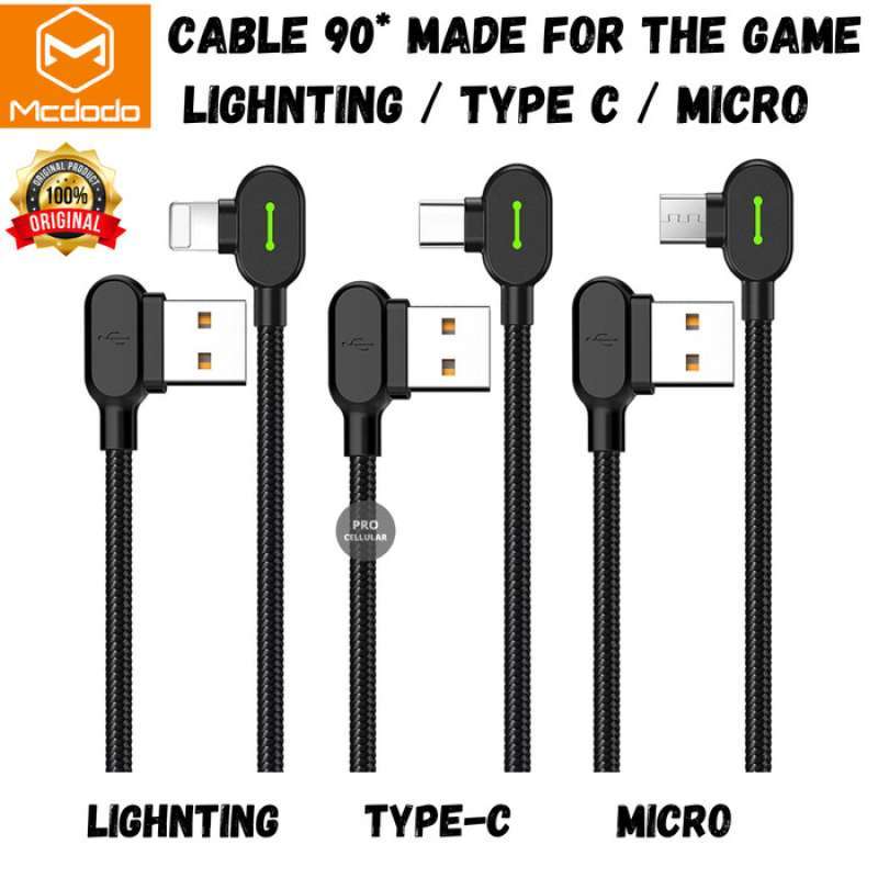 Promo MCDODO KABEL GAMING 90 DEGREE LIGHTNING / TYPE C / MICRO CABLE DATA - NAKULASTORE Diskon ...