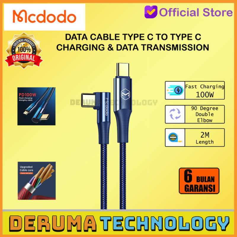 Promo MCDODO CA-832 KABEL GAMING TYPE C TO TYPE C 100W PD FAST CHARGING 5A - NAKULASTORE - BLUE ...