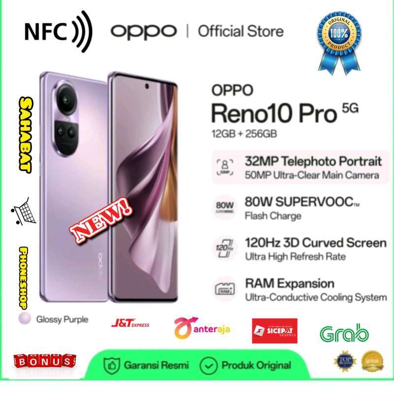 Promo Oppo Reno 10 Pro 5g Ram 12/256 Gb(12gb + 8gb Expansion Ram) Garansi Resmi - Glossy Purple ...