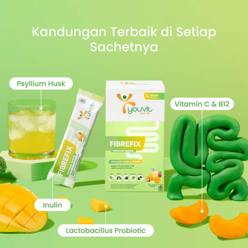 Promo Youvit Fibrefix Drink Dengan Psyllium Husk & Probiotik Untuk ...