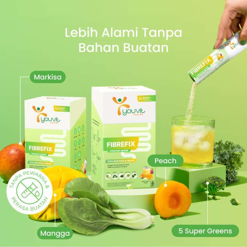 Promo Youvit Fibrefix Drink Dengan Psyllium Husk & Probiotik Untuk ...
