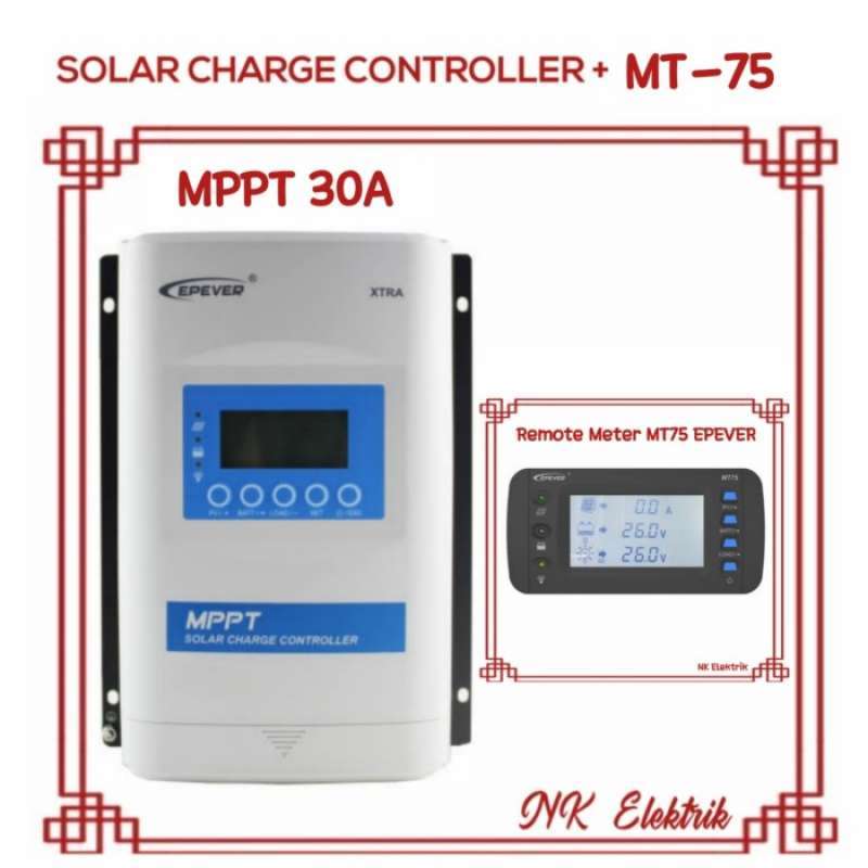 Promo SOLAR CHARGE CONTROLLER MPPT 30A 12V 24V + REMOTE METER MT-75 Diskon 23% di Seller Rhmd ...