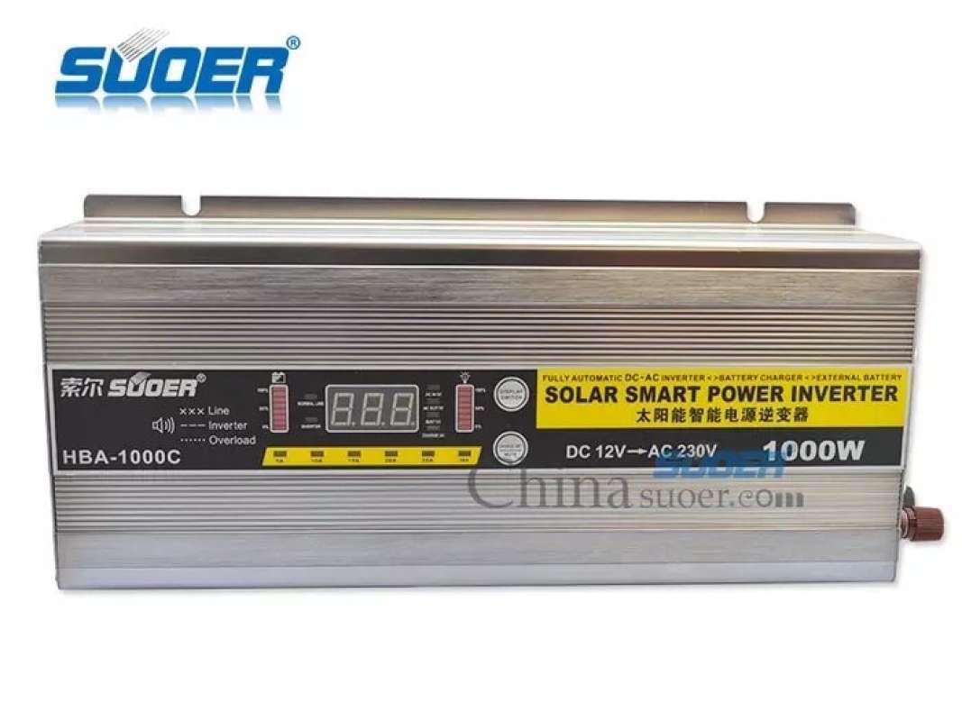 Promo Solar Smart Power Inverter with Charger SUOER 1000WATT HBA-1000C ...