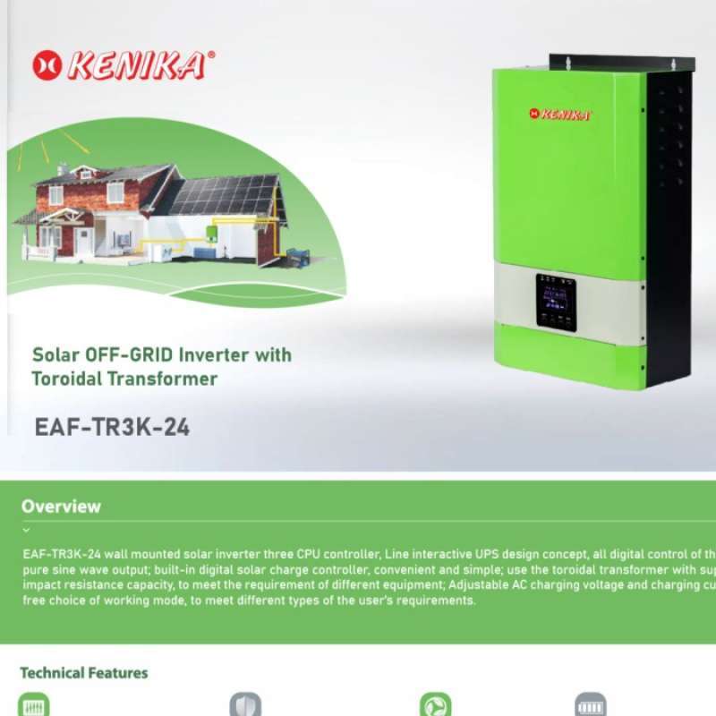 Promo KENIKA SOLAR INVERTER 24V 3000W HYBRID OFF-GRID TOROIDAL [EAF ...