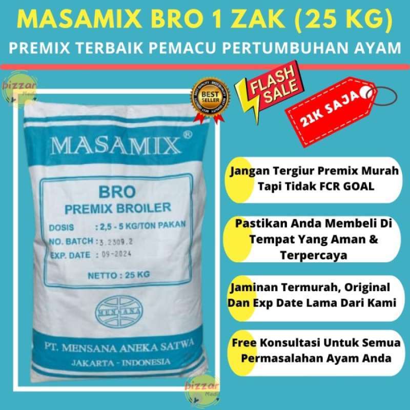 Promo MASAMIX BRO 1 SAK 25 KG PREMIX PEMACU PERTUMBUHAN BOBOT AYAM BROILER Diskon 23% di Seller ...