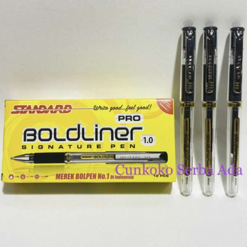 Jual pulpen standard boldliner pro 1.0 ( hitam ) / 1 box isi 12 pcs di ...
