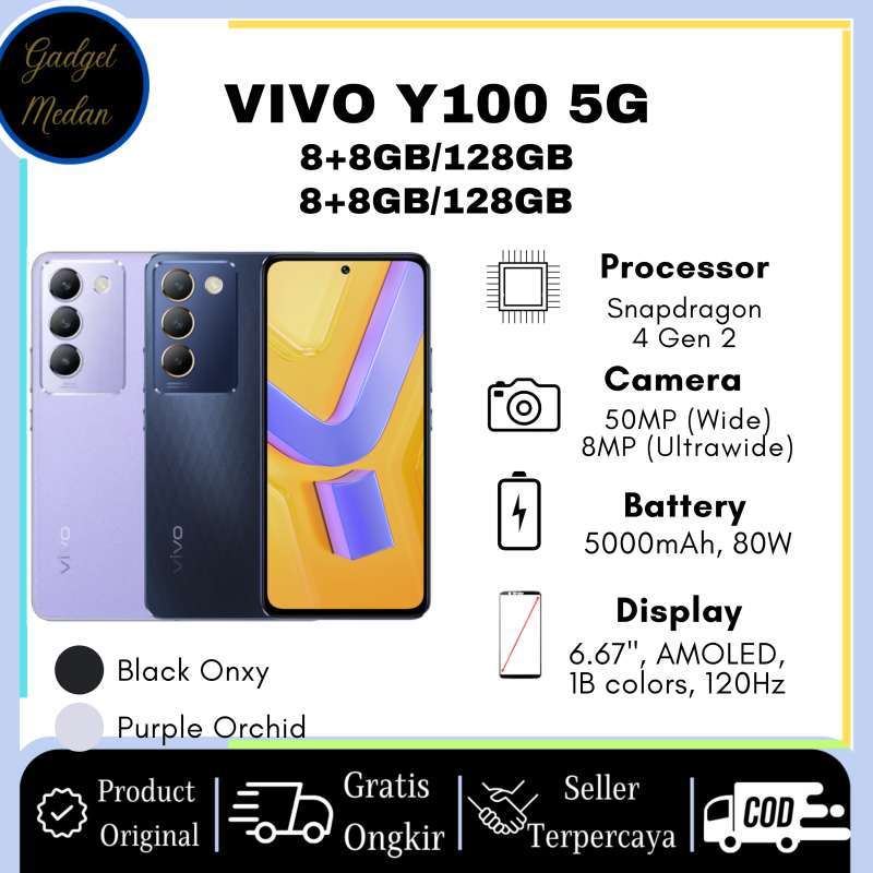 Promo Vivo Y100 5G 8/128GB/256GB 80W FlashCharge Snapdragon 4 Gen 2 Garansi Resmi - GadgetMedan ...