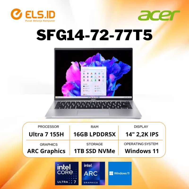 Promo Acer Swift GO SFG14-72 Intel Core™ Ultra 7 155H 16GB SSD 1TB 14 ...