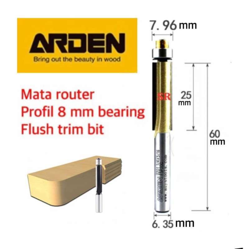Promo Mata Router/Profil 8mm Bearing/Roda/Straight Bit With Bearing ...