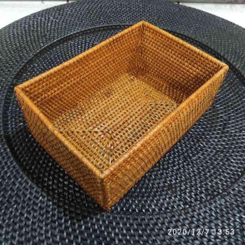 Promo keranjang rotan/tray/anyaman rotan/box rotan kotak 17x15x10cm ...