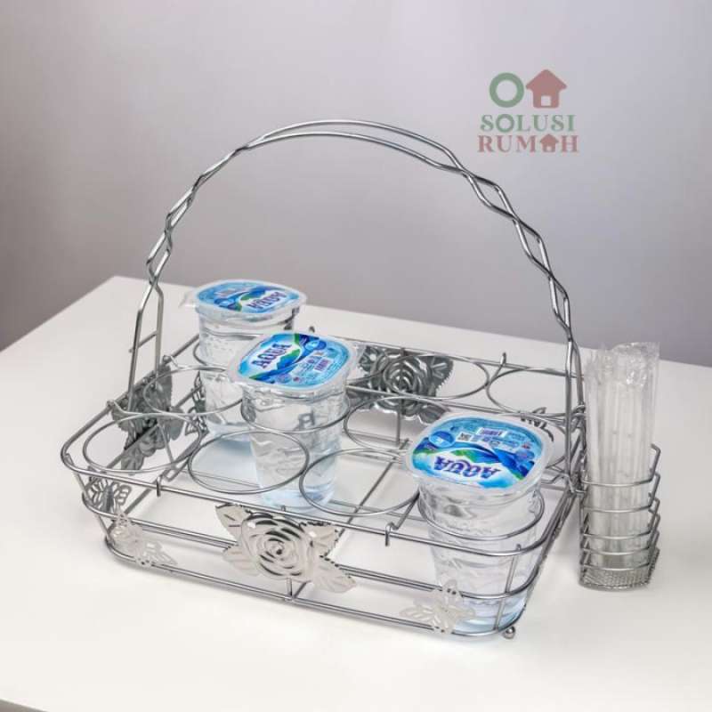 Promo Keranjang Tempat Rak Air Mineral -12 Aqua Gelas Stainless Steel ...