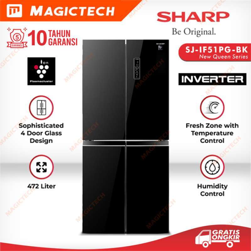 Jual KULKAS SIDE BY SIDE SHARP SJ-IF51PG-BK 472L INVERTER BLACK GLASSS di Seller MAGICTECH - JET ...