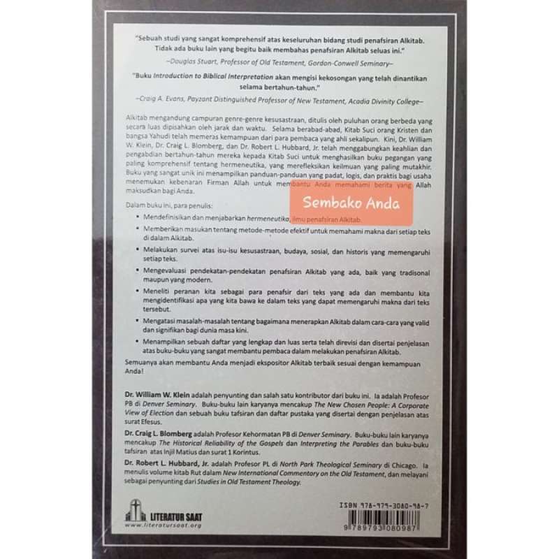 Promo Introduction To Biblical Interpretation 1 Pengantar Tafsiran Alkitab. Diskon 23% di Seller ...