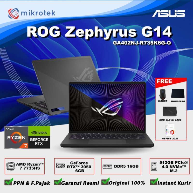 Promo Asus ROG Zephyrus G14 Ryzen 7 7735HS 16 512 RTX3050 GA402NJ ...