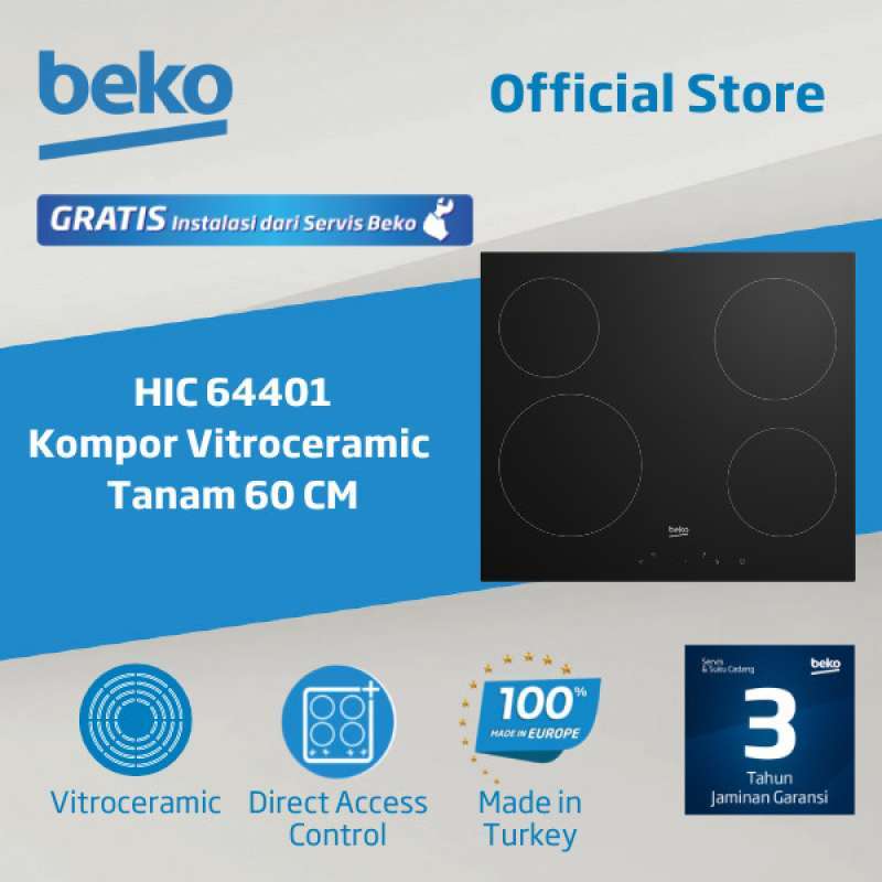 Promo Beko Kompor 60Cm Vitroceramic Hob With 4 Burners Hic 64401 ...