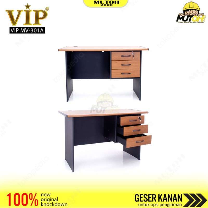 Promo Baru Tkdn Vip Mv-301A Meja Kantor Kerja 1/2 Biro 3 Laci - Kurir ...