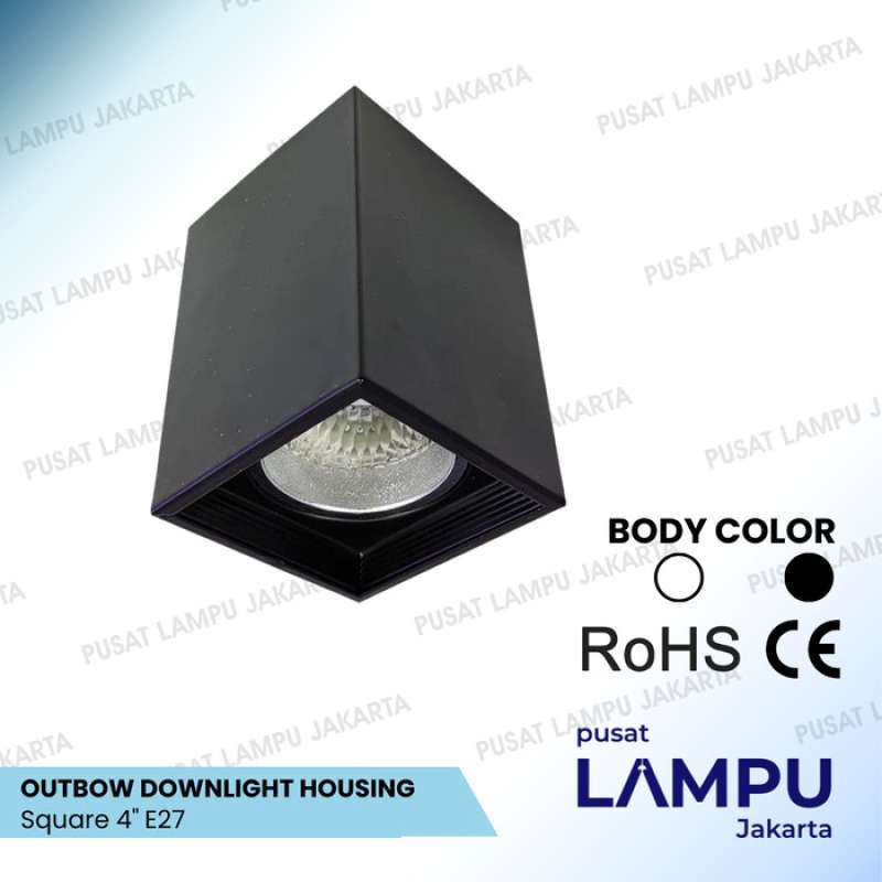 Promo KAP LAMPU DOWNLIGHT OUTBOW 4INCH KOTAK PUTIH / HITAM E27 DL OB 4 ...