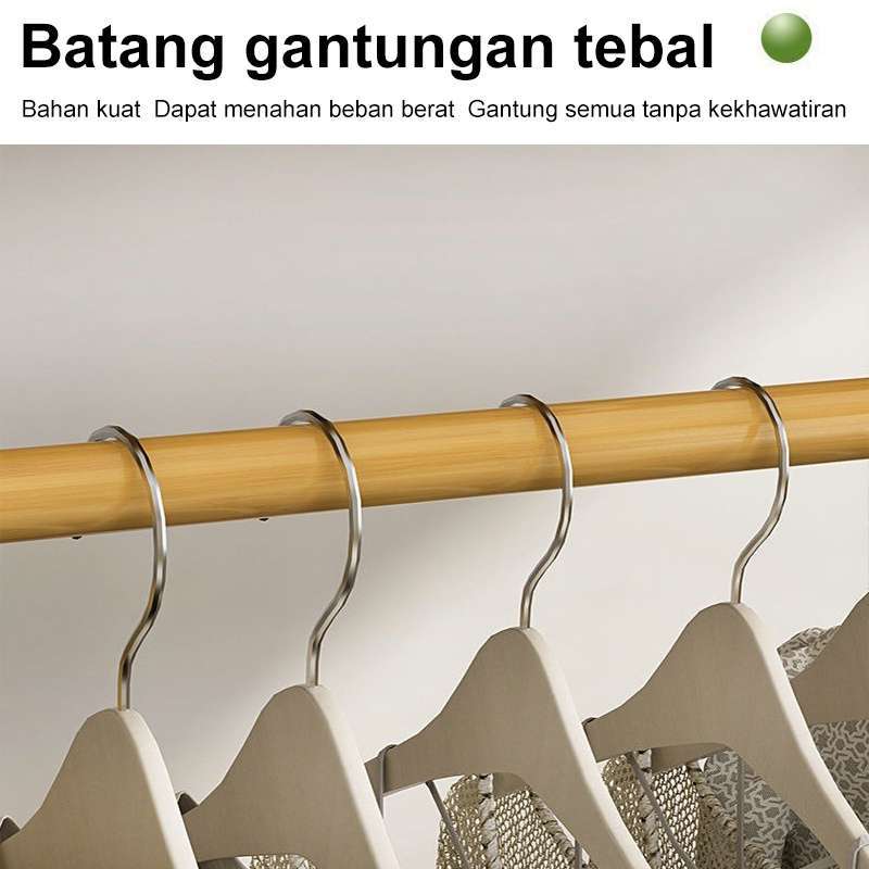 Promo 【100% bambu】Rak Gantungan Baju kayu Dengan Rak 5 Susun Tempat ...